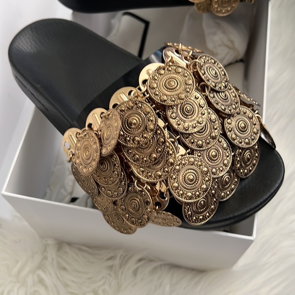 Paco Rabanne | Shoes | Paco Rabanne Tresor Pool Sandals With Aged Metal ...